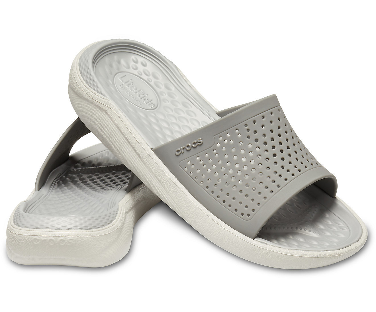Шлепанцы CROCS LiteRide Slide Smoke/Pearl White
